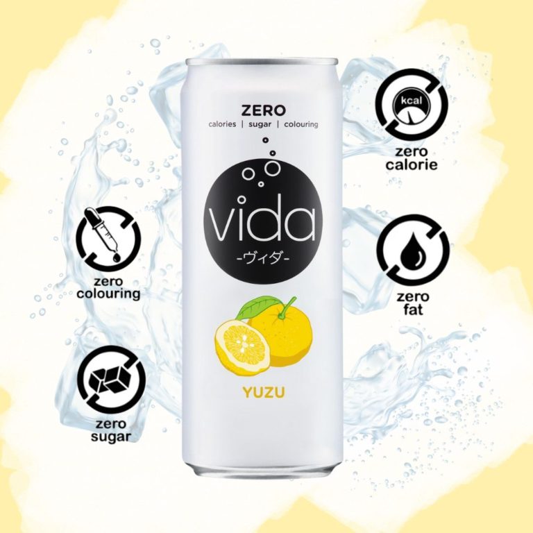 vida ZERO Sparkling Drink Yuzu Flavored 無糖氣泡水 柚子味 325ML - 香港低醣生酮飲食 | 生酮市集
